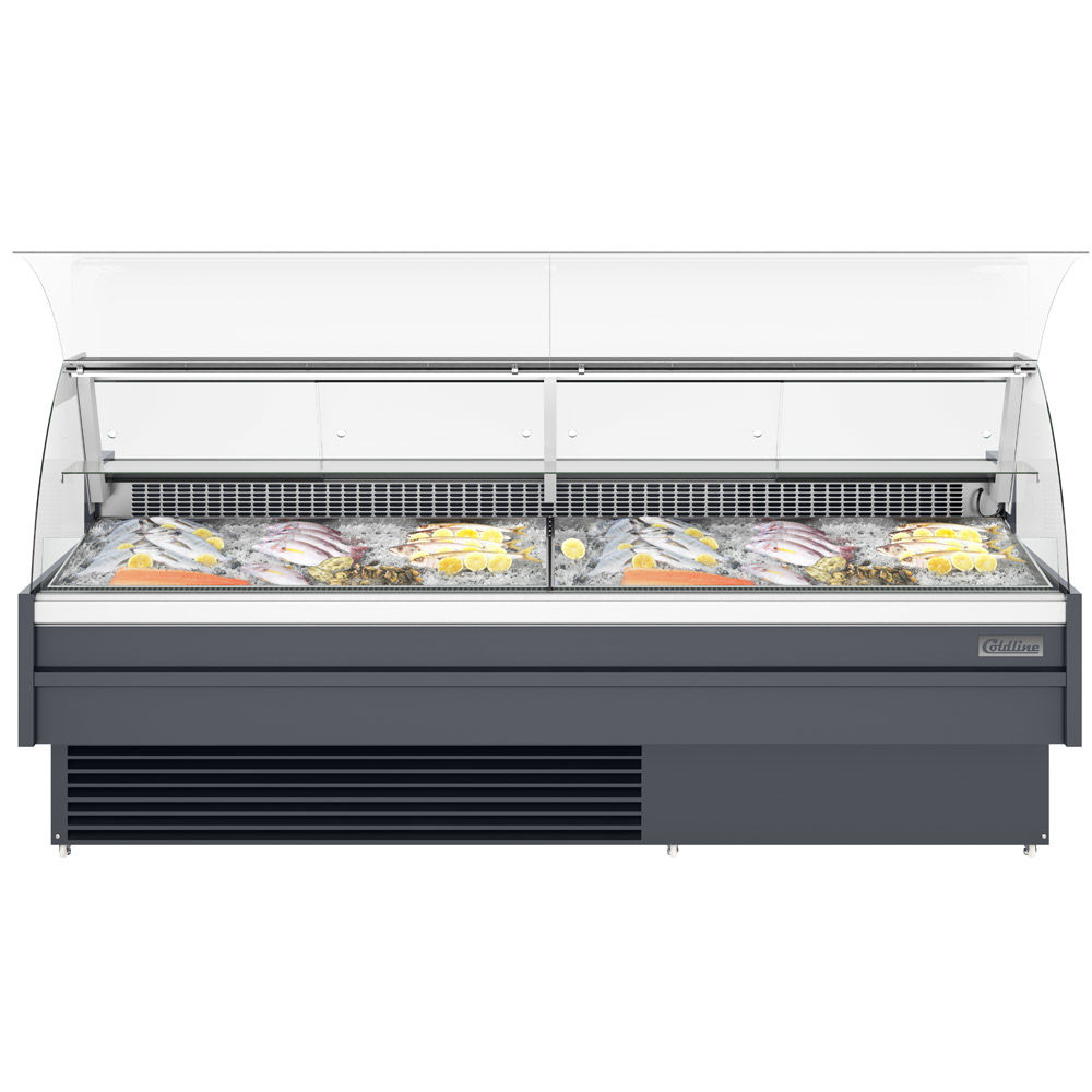 Coldline SDC98-F 98" Refrigerated Fish Display Case with Ice Bin and ...