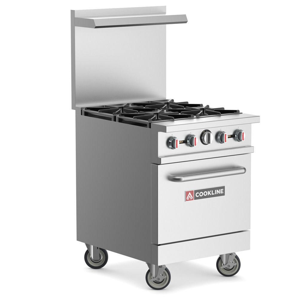 Cookline CR24-4-NG 24" 4 Burner Natural Gas Range with Oven - Plant ...