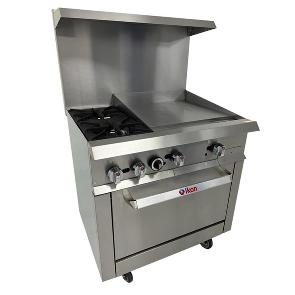 IKON IR-2B-24MG-36 36" 2 Burner Gas Range w/ Griddle & Standard Oven ...
