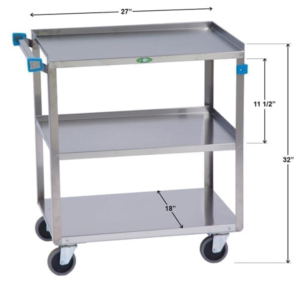 Lakeside 422 3 Level Stainless Utility Cart w/ 500 lb Capacity, Raised ...