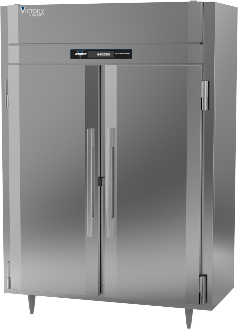 Victory Refrigeration FS-2N-S1-HC 58.38'' 37.5 cu. ft. Top Mounted 2 Section Solid Door Reach-In ...