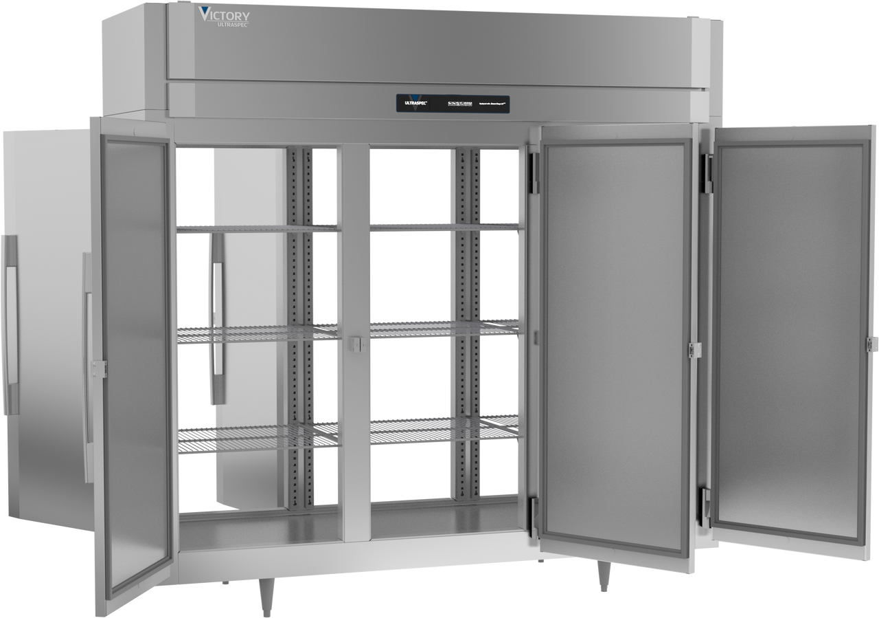 Victory Refrigeration RSA-3D-S1-EW-PT-HC 85.50'' 80.10 cu. ft. 3 Section Solid Door Pass-Thru ...