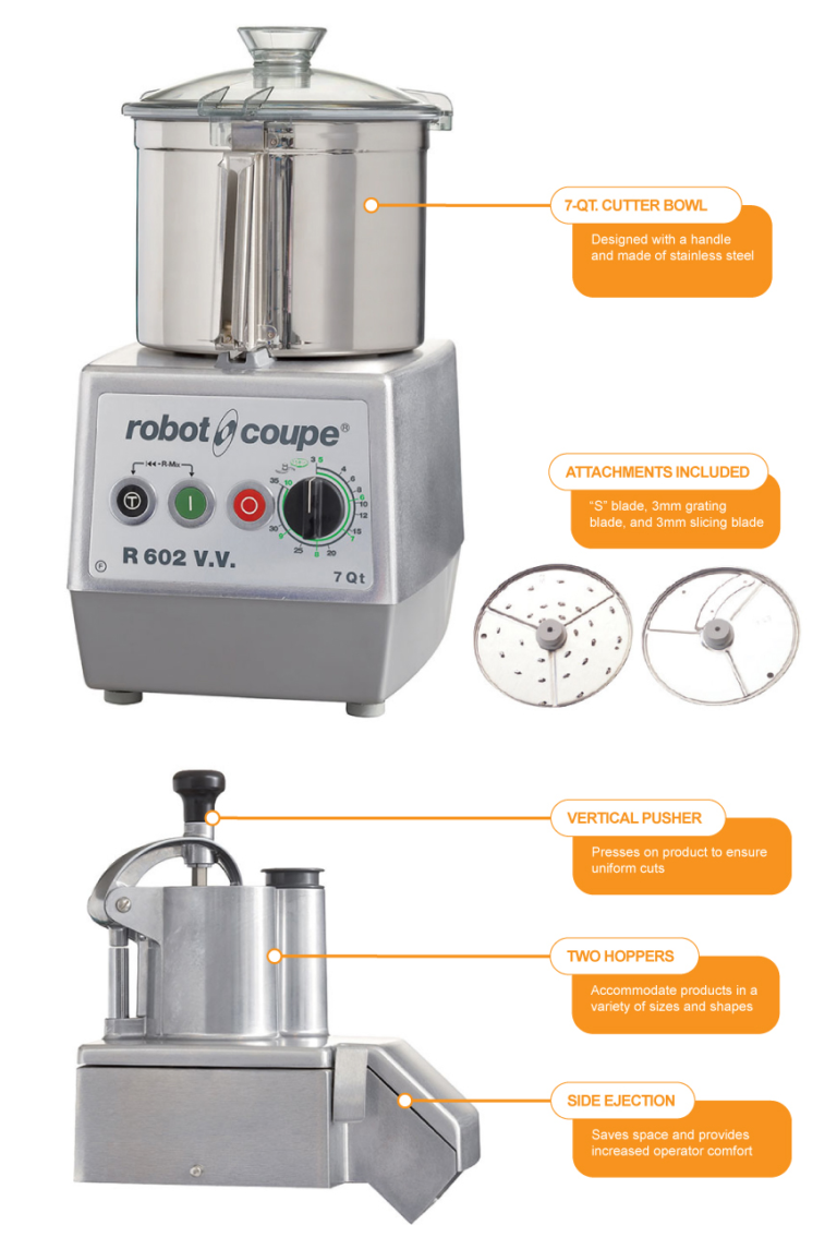 Robot Coupe R602VV Combination Continuous Feed Food Processor with 7 Qt ...