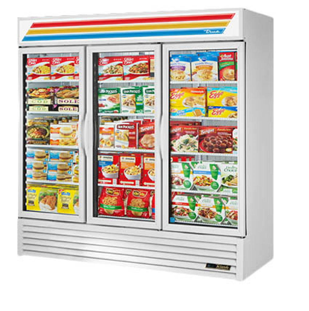True GDM-72F-HC~TSL01 78" Three Section Display Freezer w/ Swing Doors ...